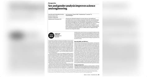 Sex And Gender Analysis Improves Science And Engineering Free Summary By James Zou Et Al