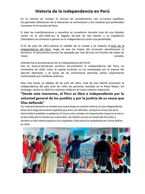 Historia De La Independencia En Perú Descargar Gratis Pdf Perú