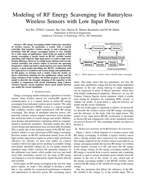 pdf modeling of rf energy scavenging for batteryless wireless sensors