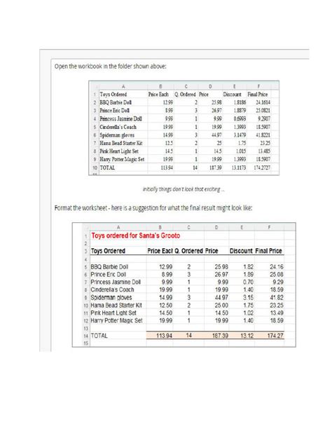 Excel Formating Table Pdf