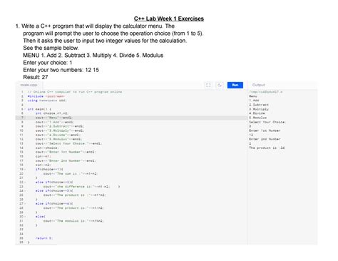 Oodp Exercises Week 1 Abcd C Lab Week 1 Exercises Write A C