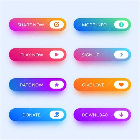 그라데이션 클릭 유도 문안 버튼 무료 벡터