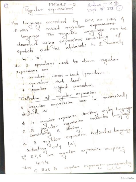 Module 2 Regular Expressions And Languages Notes Pdf