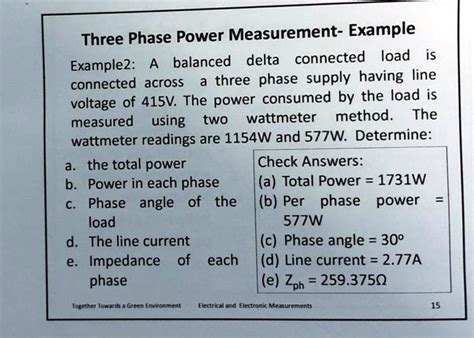 solved three phase power measurement example balanced delta