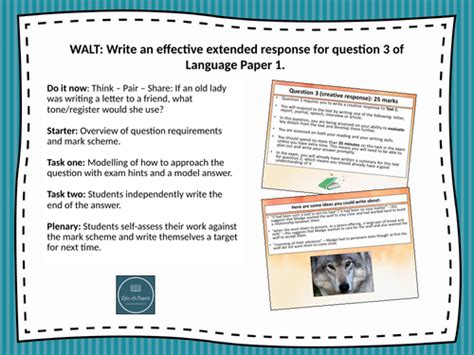 Cambridge Igcse 0500 Paper 1 Q3 Writing A Creative Response Teaching Resources