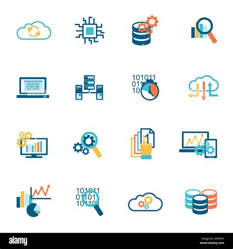 Database Analytics Information Technology Network Management Icons Flat