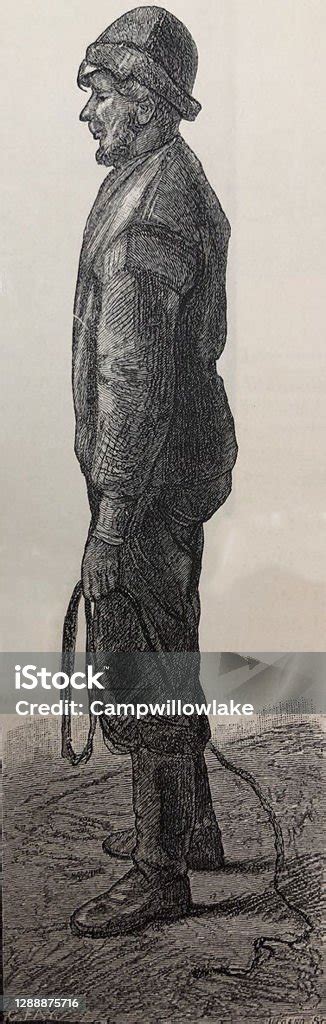 골동품 일러스트레이션 왼손에 채찍을 들고 서있는 모자를 쓴 남자 측면 보기 1880 1889 년에 대한 스톡 벡터 아트 및 기타 이미지 1880 1889 년 19세기