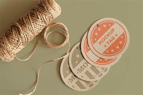 Premium Psd Rounded Label Tag Mockup Design