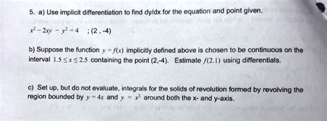 solved a use implicit differentiation to find dyldx for the equation