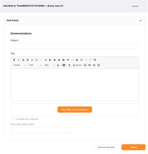 Create A Note — Znuny Documentation
