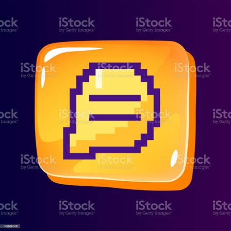 Message In Chat Glossy Ui Button With Pixelated Color Icon Stock