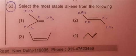 Select The Most Stable Alkene From The Following Filo
