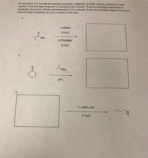solved for questions 1 4 provide the missing reactant s