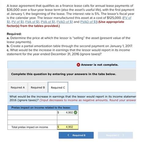 Solved A Lease Agreement That Qualifies As A Finance Lease