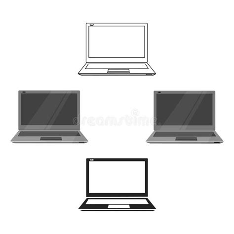 Laptop Icon In Cartoon Black Style Isolated On White Background Personal Computer Symbol Stock