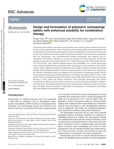 Pdf Design And Formulation Of Polymeric Nanosponge Tablets Dokumen Tips