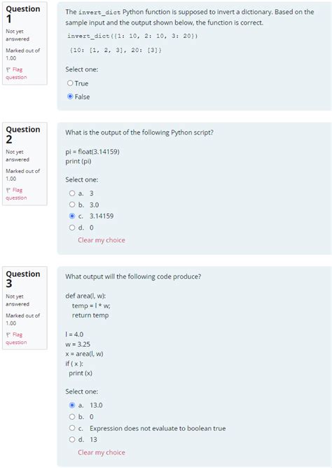 Final Quiz Cs1101 Question The Invertdict Python Function Is