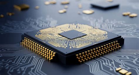 Close Up Of A Modern Microprocessor On A Circuit Board Stock Illustration Illustration Of