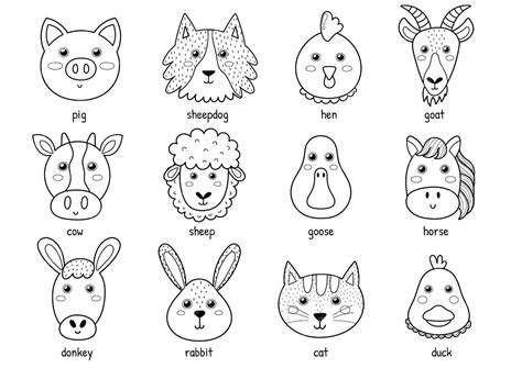 Premium Vector Cute Black And White Farm Animal Faces Collection