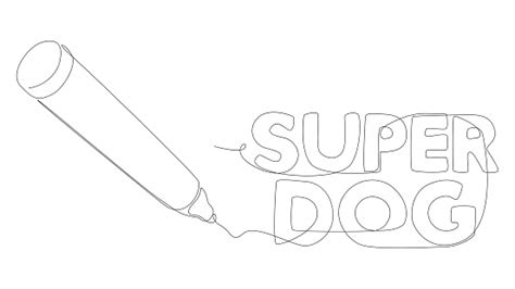 연필로 쓴 슈퍼 독 텍스트의 연속 한 줄 펠트 팁 펜 얇은 선 그림 벡터 개념입니다 윤곽 그리기 창의적인 아이디어 가축에 대한