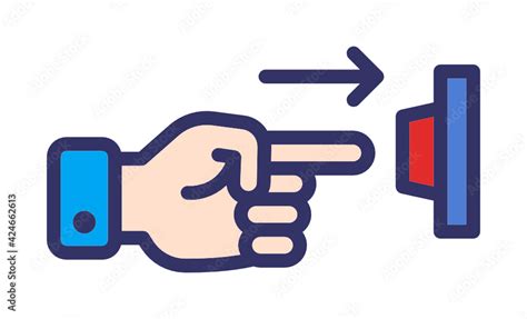 Push Red Button With Finger Hand Gesture Press Alarm For Emergency Vector Icon Stock Vector
