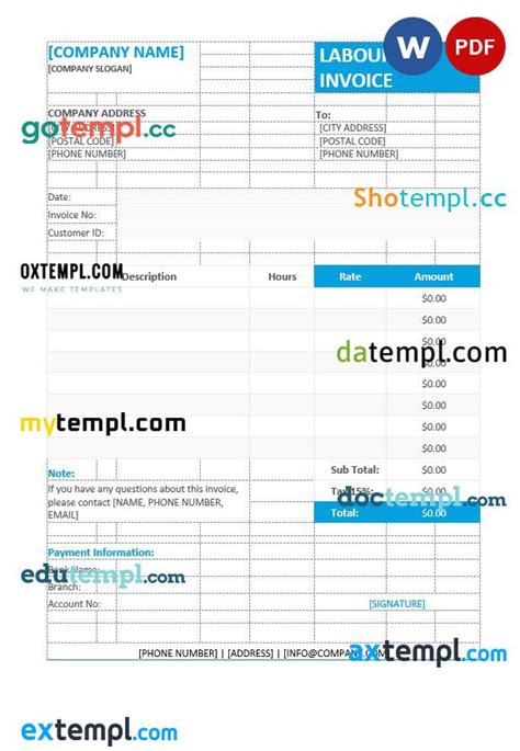 Labour Invoice Format Template In Word And Pdf Format Oxtempl