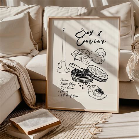 Sex And Caviar Poster Bold Foodie Wall Art Sensual Kitchen Print Luxe Cheeky Decor Indulgent
