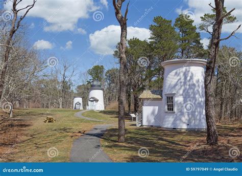 Three Sisters Lighthouse In Cape Cod Ma Stock Image Image Of Cape Coastline 59797049