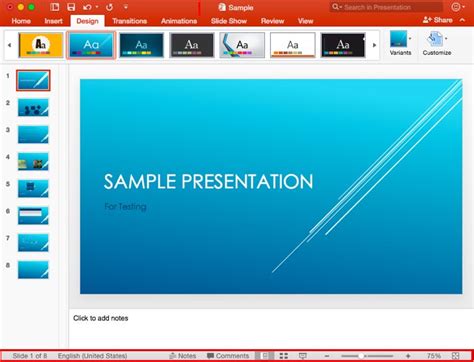 Status Bar In Powerpoint 2016 For Mac