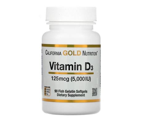 California Gold Nutrition, Vitamine D3, 125 µg (5000 IU), 90 capsules à ...
