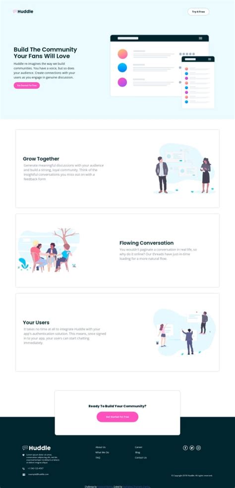 Frontend Mentor Huddle Landing Page Built With Tailwind CSS Coding Challenge Solution