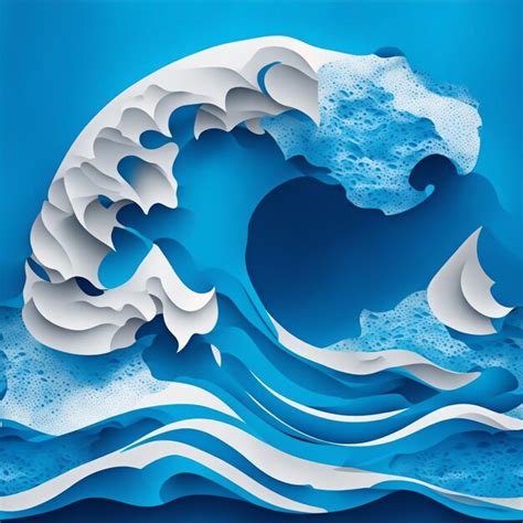 Premium Ai Image Realistic Of Wave Papercut Style Ai Generated