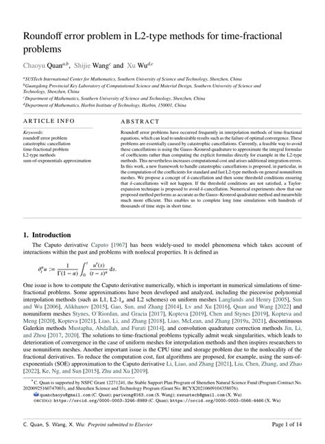 Pdf Roundoff Error Problem In L2 Type Methods For Time Fractional Problems