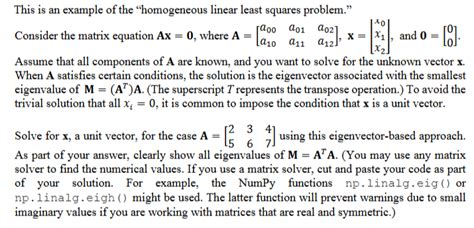 Solved This Is An Example Of The Homogeneous Linear Least