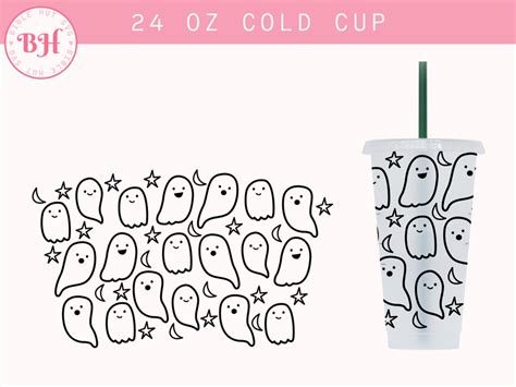 Cute Ghost Svg No Hole Cold Cup Svg Halloween Cold Cup Svg Etsy