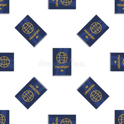Seamless Pattern With Biometric Passport Confirming Person Identity For