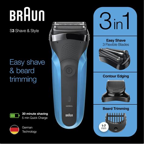 Braun Series 3 ShaveStyle 310BT Electric Shaver, Wet Dry Razor for Men