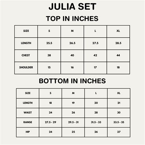 Julia Set Size Guide Burgerbae