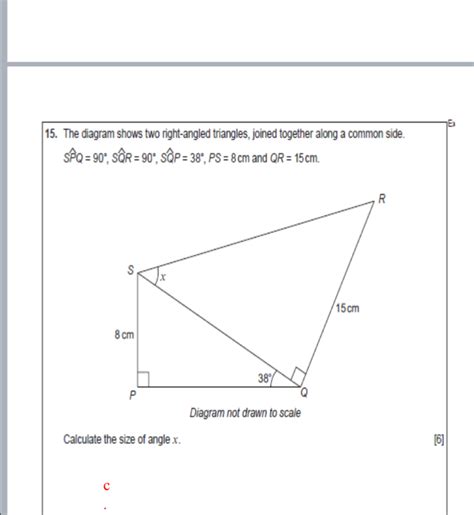 solved e 15 the diagram shows two right angled triangles joined