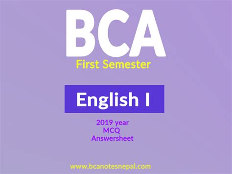 Bca First Semester English I 2019 Year Mcq Answersheet