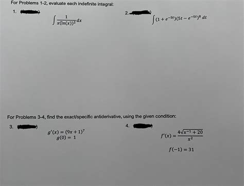 solved for problems 1 2 ﻿evaluate each indefinite