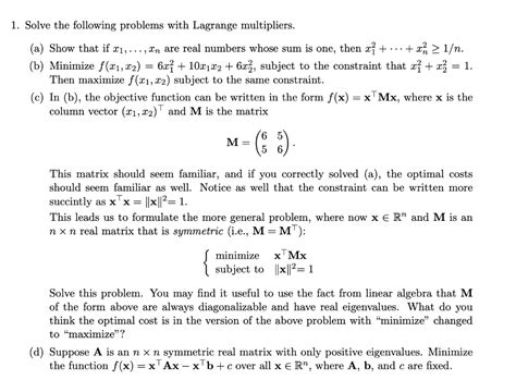 Solved Solve The Following Problems With Lagrange Chegg