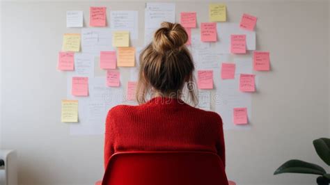 Creative Brainstorming Session With Sticky Notes On Wall In Modern Workspace Stock Illustration
