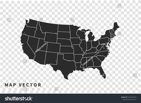 Usa Map Vector Isolated On Transparent Stock Vector Royalty Free