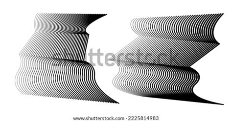 Set Abstract Lines Monochrome Design Element Stock Vector Royalty Free