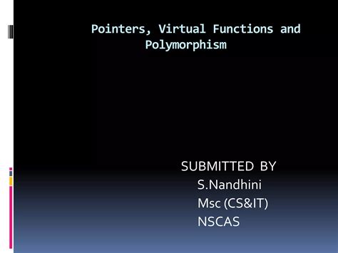 Pointers Virtual Function And Polymorphism Ppt