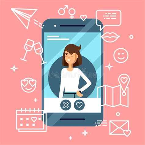 Dating App User Interface Layout For Responsive Mobile App Stock Illustration Illustration Of