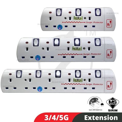 [sirim] 3 4 5 Gang Trailing Socket Plug Extension Extention Multiple Plug Neon Adapter Adaptor