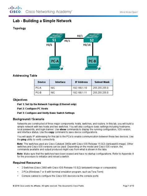 2 3 3 3 lab building a simple network pdf pdf ip address