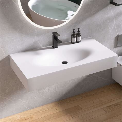 Medunjess 42 Volare Wall Mounted Bathroom Sink Solid Surface Sink
